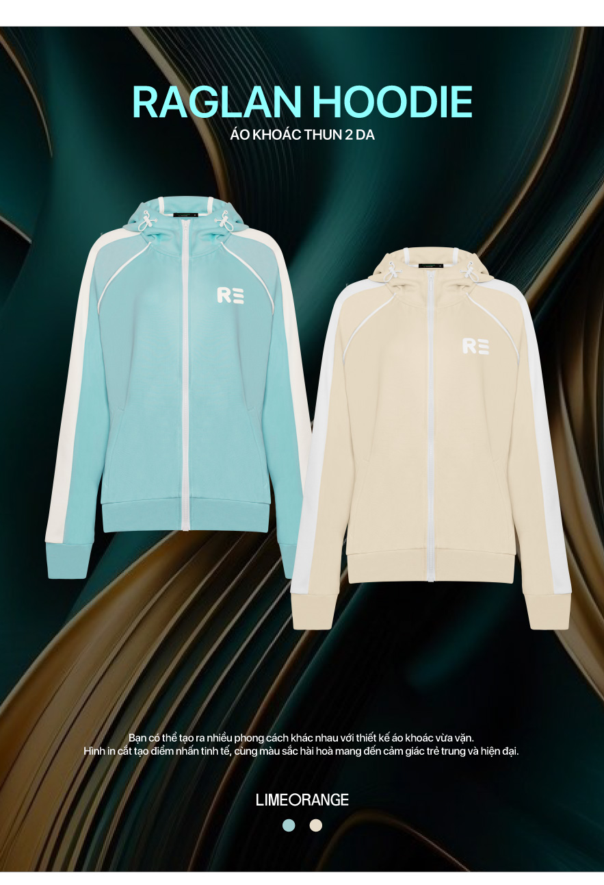 Áo Khoác Thun 2 da - R3 RAGLAN HOODIE - LimeOrange.vn
